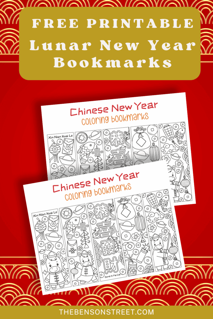 Free Printable Chinese New Year Bookmarks to Color - The Benson Street