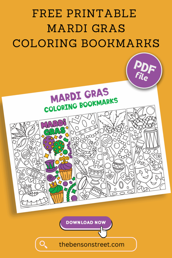 Free Printable Mardi Gras Bookmarks to Color - The Benson Street