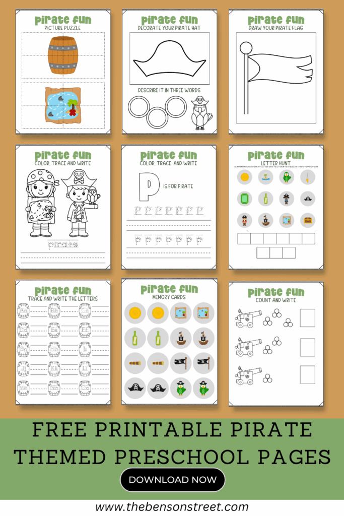 Free Printable Pirate Activities Worksheets Pack for Kids
