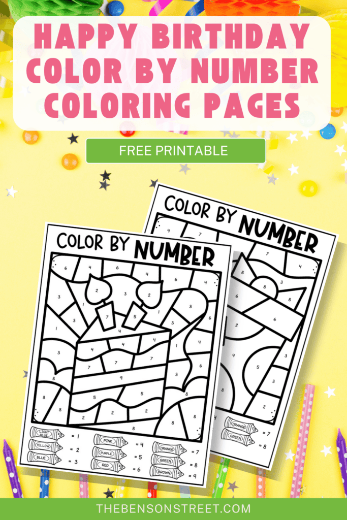 Free Printable Birthday Color by Number Pages - The Benson Street