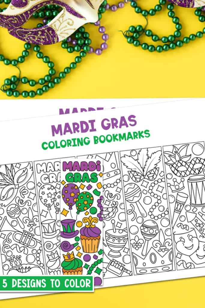 Free Printable Mardi Gras Bookmarks to Color - The Benson Street