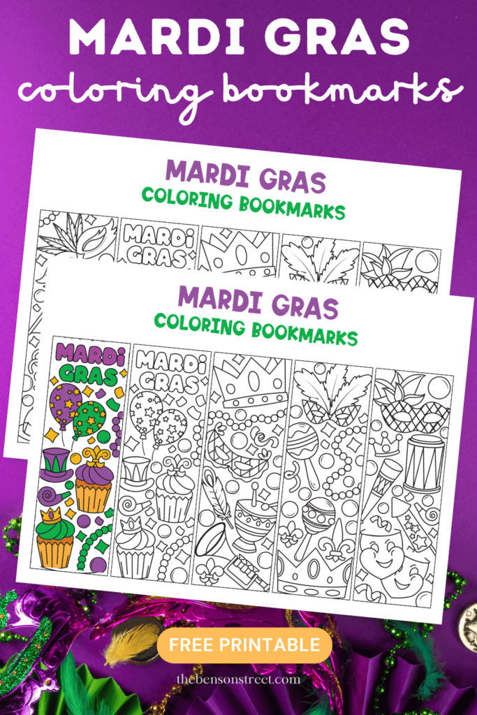 Free Printable Mardi Gras Bookmarks to Color - The Benson Street