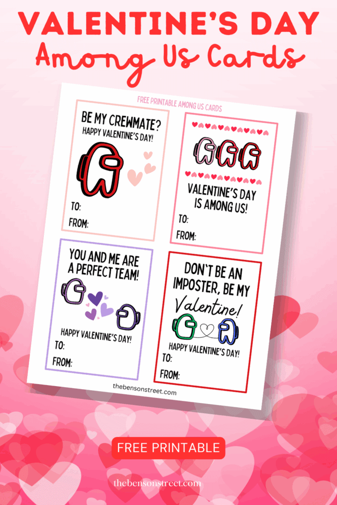 Free Among Us Valentines Printable Cards for Kids