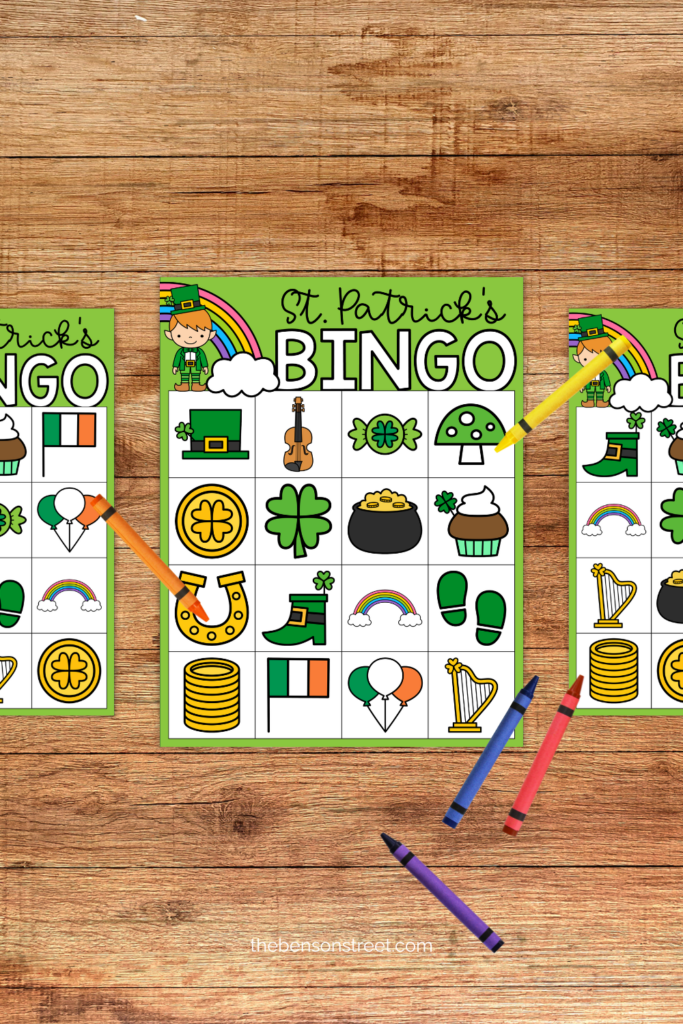 Free St. Patrick's Day Bingo Printable Cards for Kids - The Benson Street
