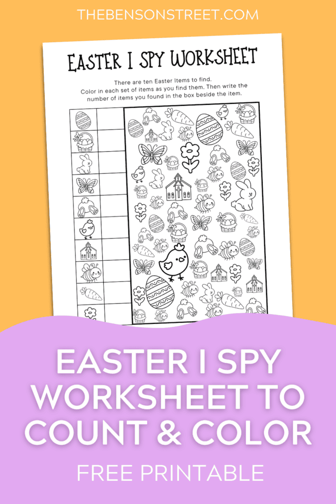 I Spy Easter Free Printable Count & Color Activity - The Benson Street