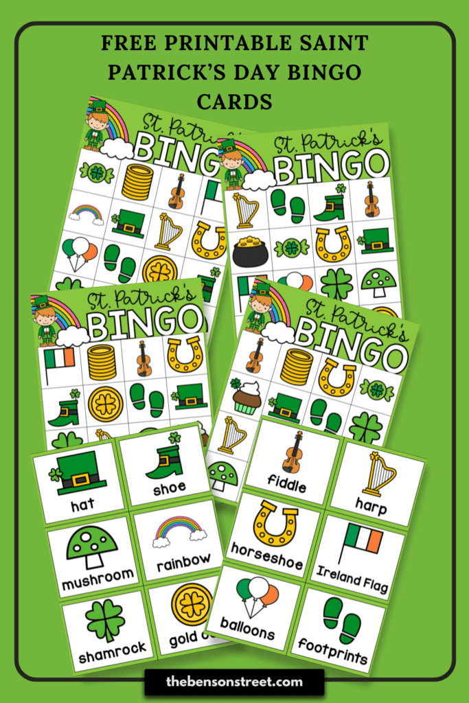 Free St. Patrick's Day Bingo Printable Cards for Kids - The Benson Street