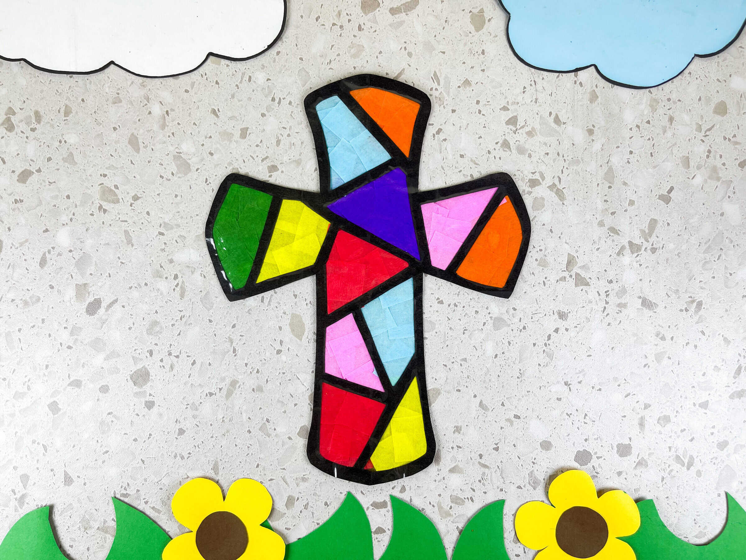 Easter Cross Suncatcher Craft: Free Printable Template - The Benson Street