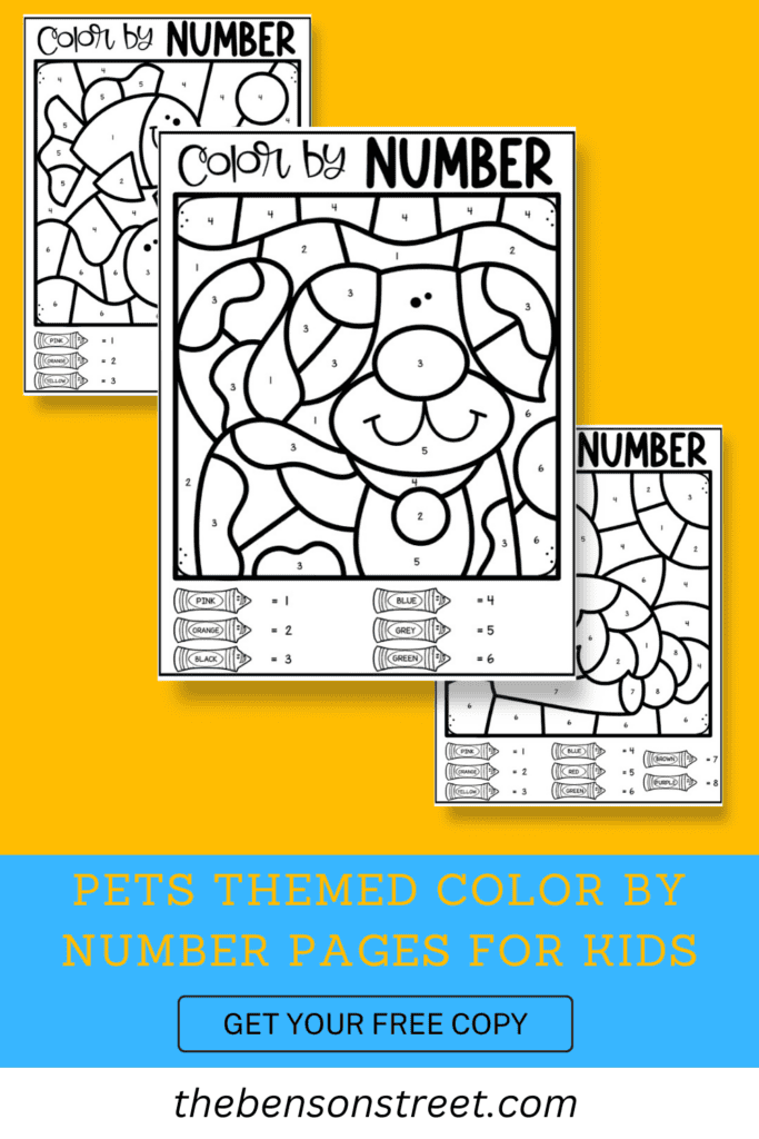 Free Printable Pets Color by Number Pages - The Benson Street
