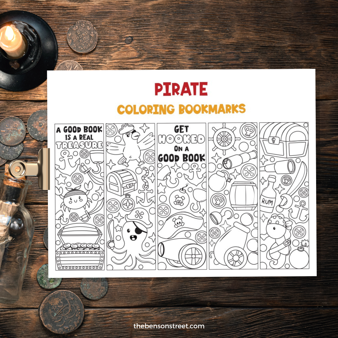 Free Printable Pirate Bookmarks to Color - The Benson Street