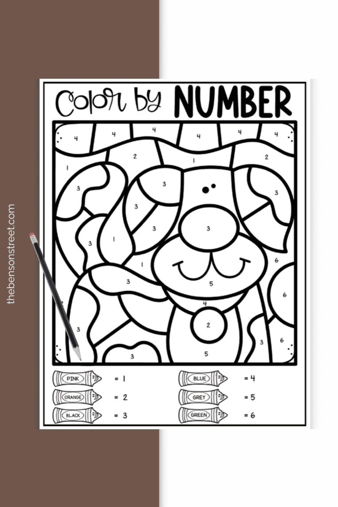 Free Printable Pets Color by Number Pages - The Benson Street