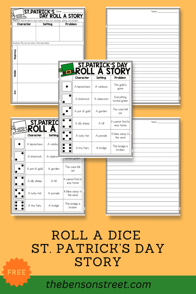 Free Printable St. Patrick's Day Roll a Story - The Benson Street