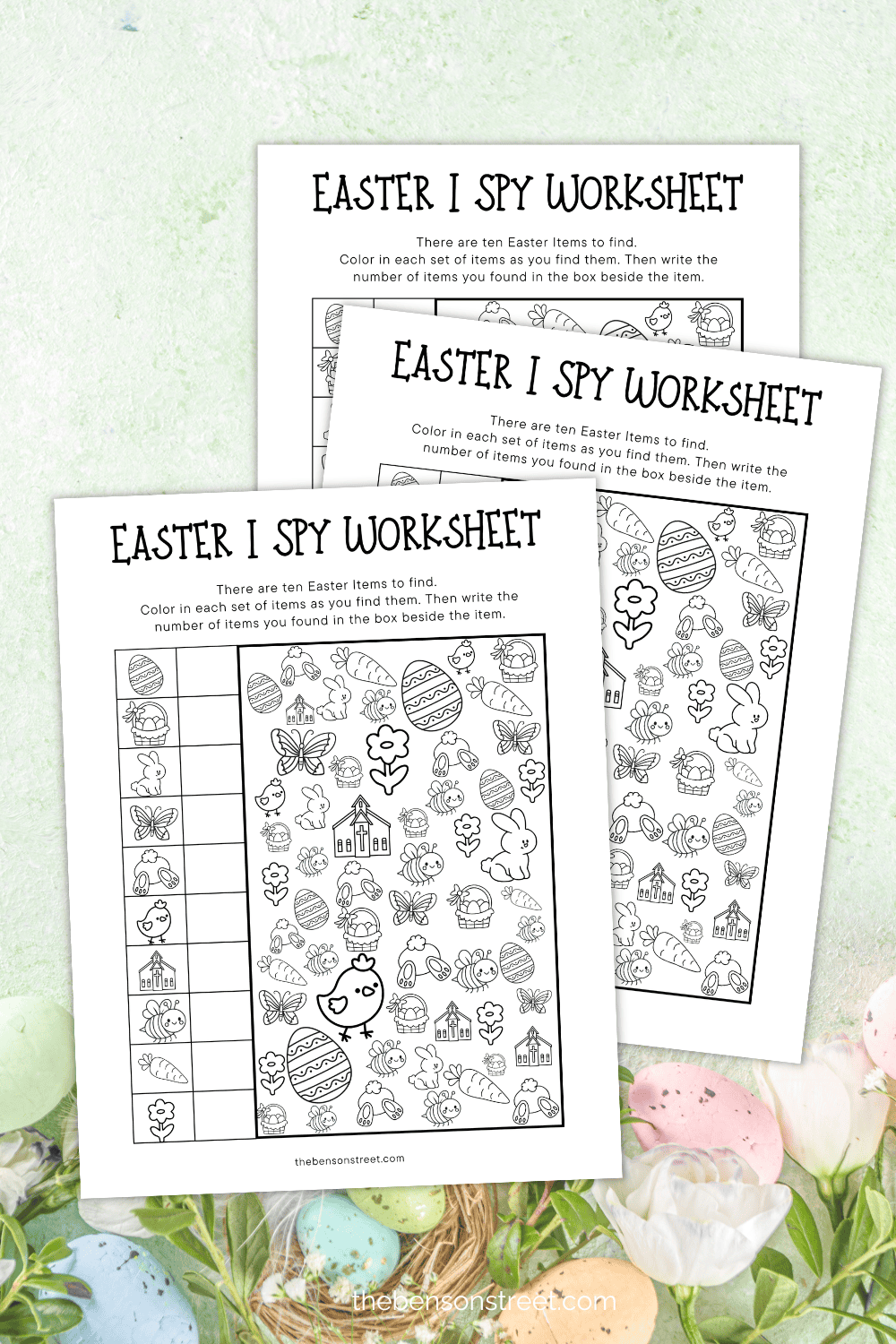I Spy Easter Free Printable Count & Color Activity - The Benson Street