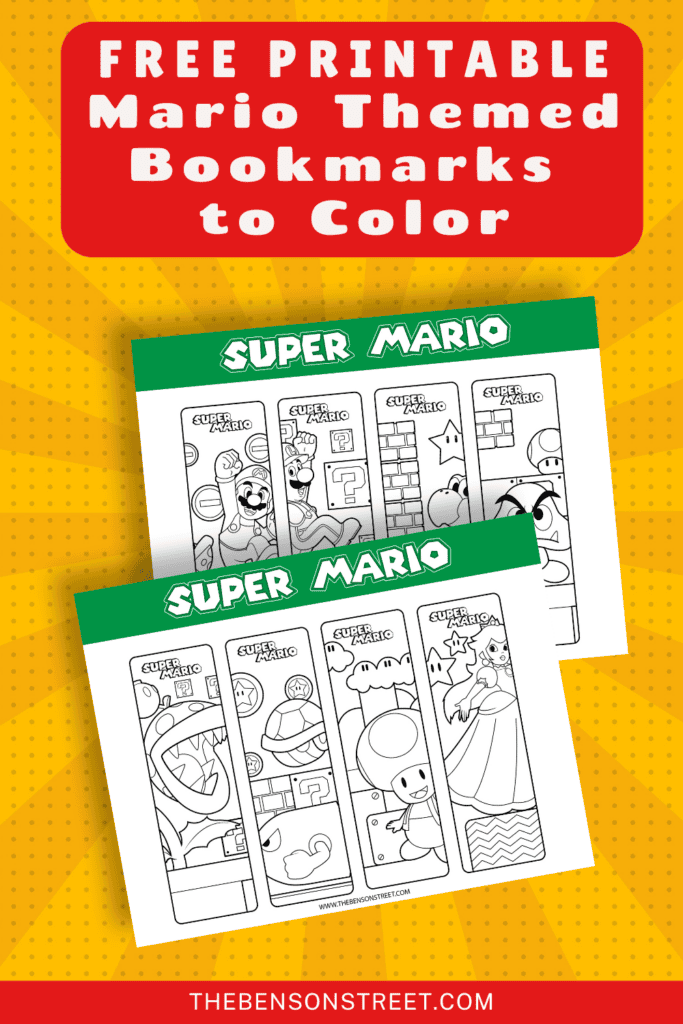 Free Printable Super Mario Bookmarks for Coloring - The Benson Street