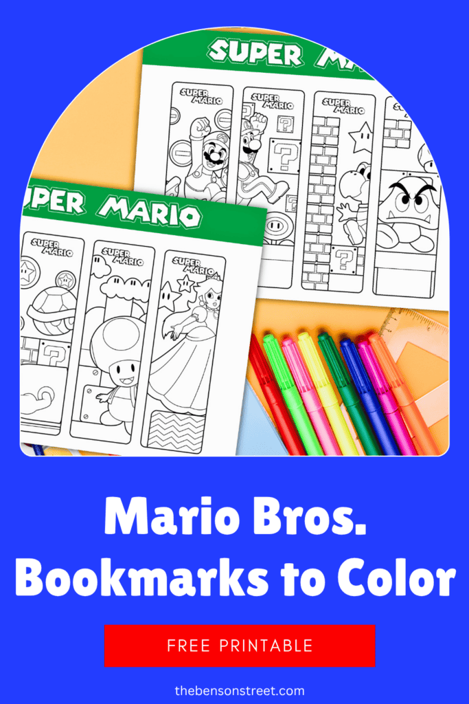 Free Printable Super Mario Bookmarks for Coloring - The Benson Street