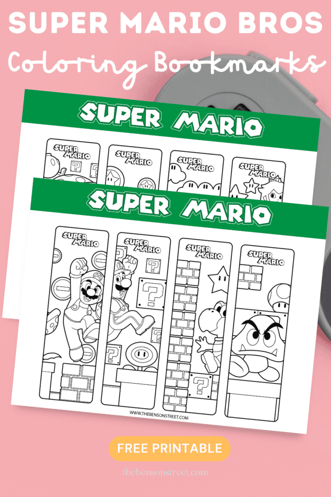 Free Printable Super Mario Bookmarks for Coloring - The Benson Street