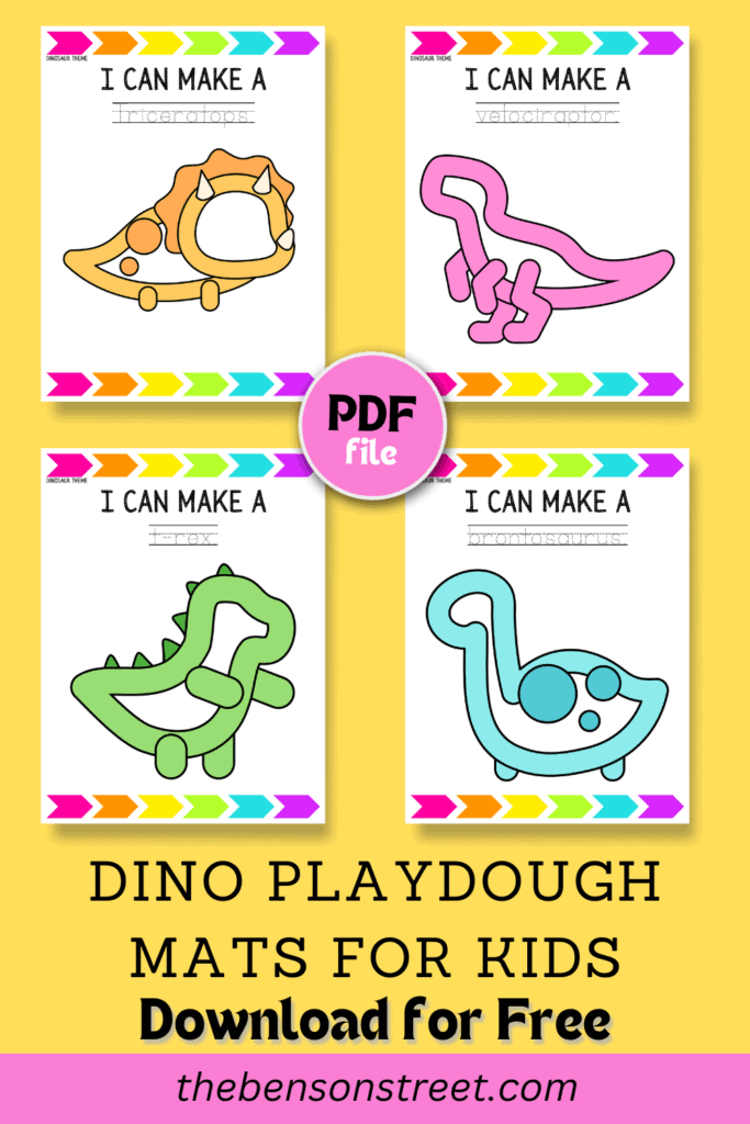 Free Printable Dinosaur Playdough Mats for Kids - The Benson Street