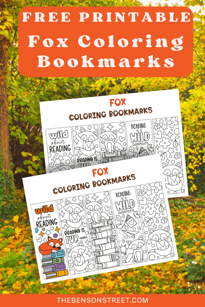 Free Printable Fox Bookmarks to Color - The Benson Street