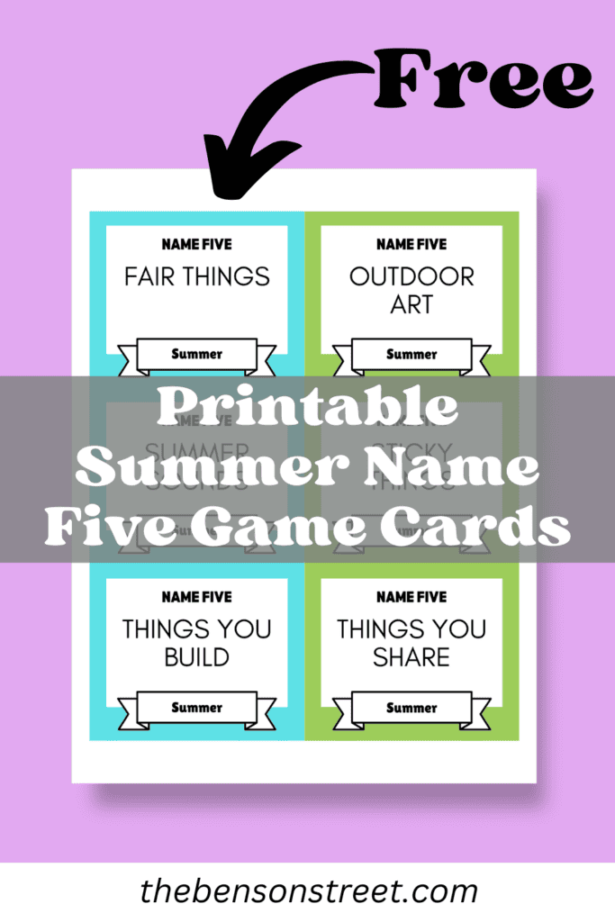Free Printable Summer Name Five Game Cards - The Benson Street
