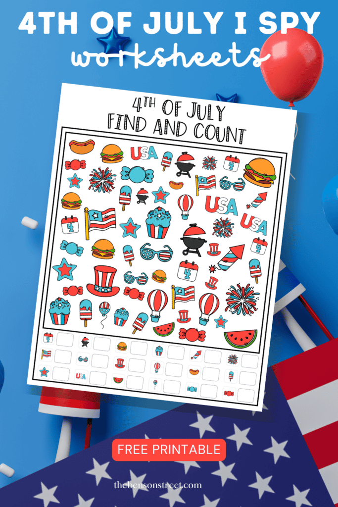 Free Printable 4th of July I Spy Find & Count Page - The Benson Street