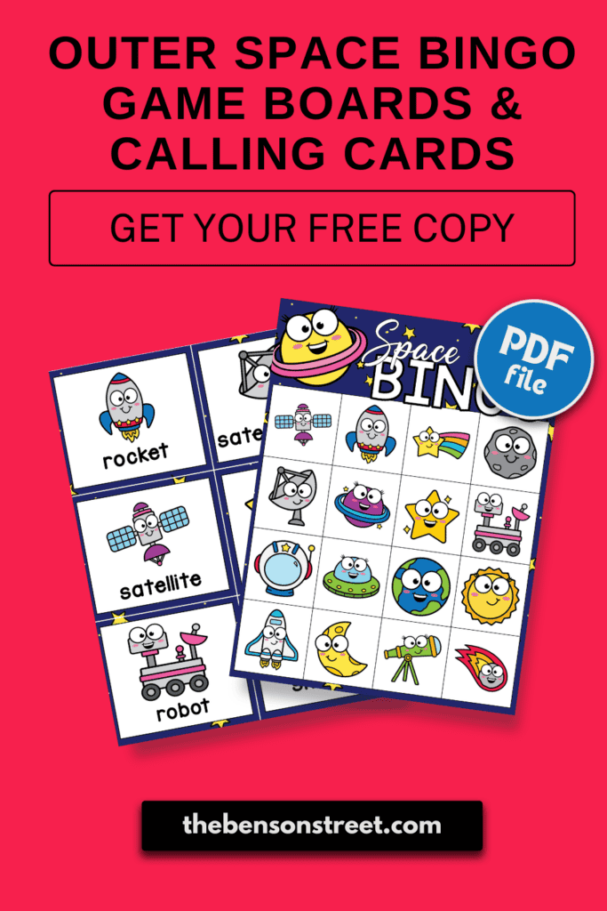 Free Printable Space Bingo Game Boards & Calling Cards - The Benson Street