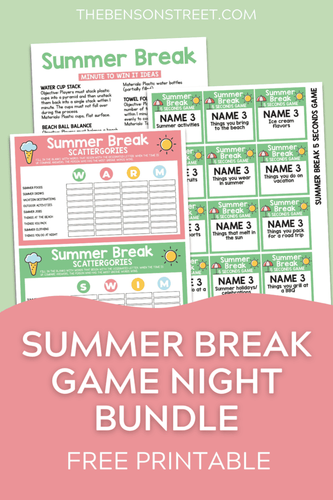 Free Summer Break Game Night Printables (Bundle You'll Actually Use ...